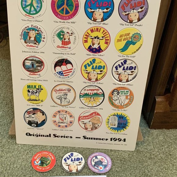 Other | Rare 14x9 1994 Gallikers Dairy Milk Caps Set Display Johnstown ...